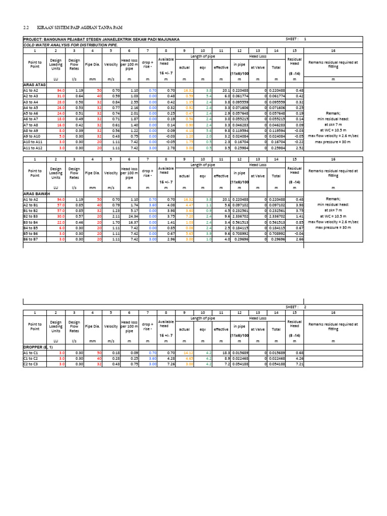 03 - BS6700 InternalPipeCal - Without Pump | PDF | Hydraulics