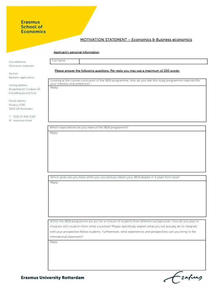 Ibeb Motivation Statement 2024 2025.cleaned | PDF