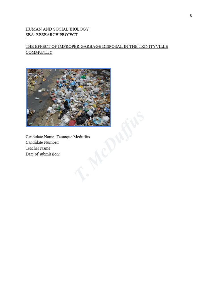 Impact of Garbage Disposal on Trinityville Health | PDF | Municipal ...