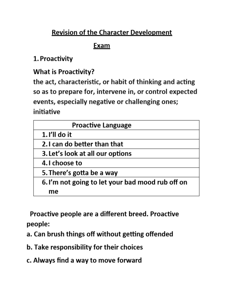 Revision of The Character Development | PDF