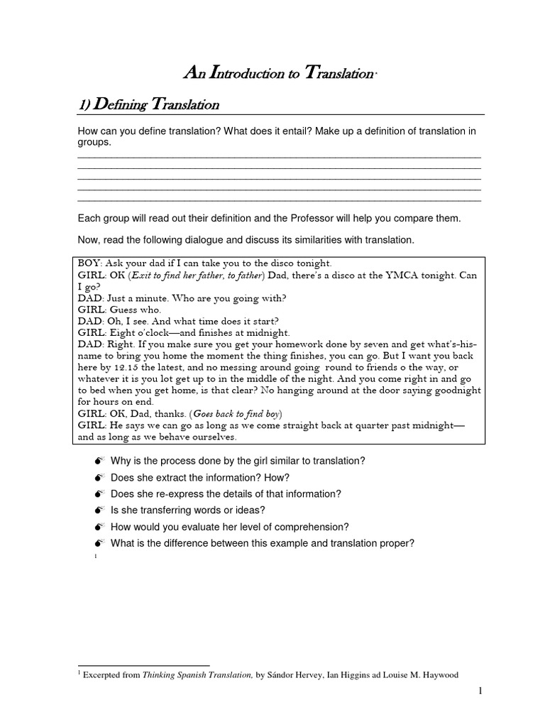 An Introduction to Translation - brief guide | PDF | Translations ...