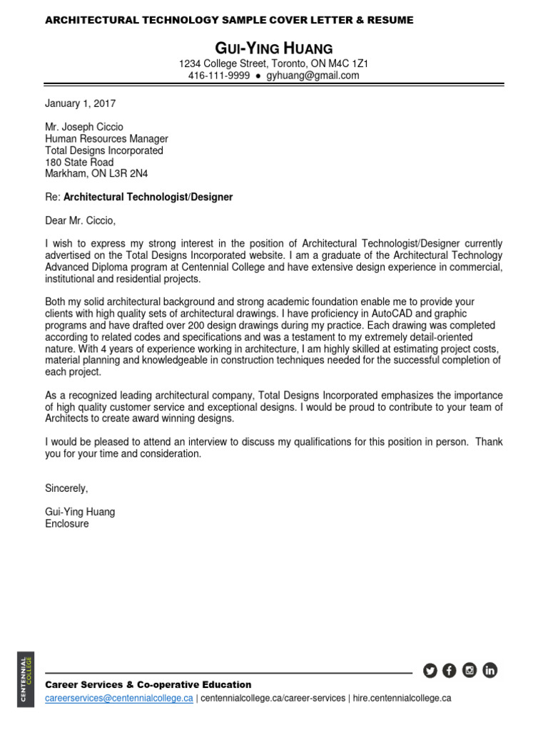 Architectural Technology Resume + Cover Letter | PDF | Architect | Design