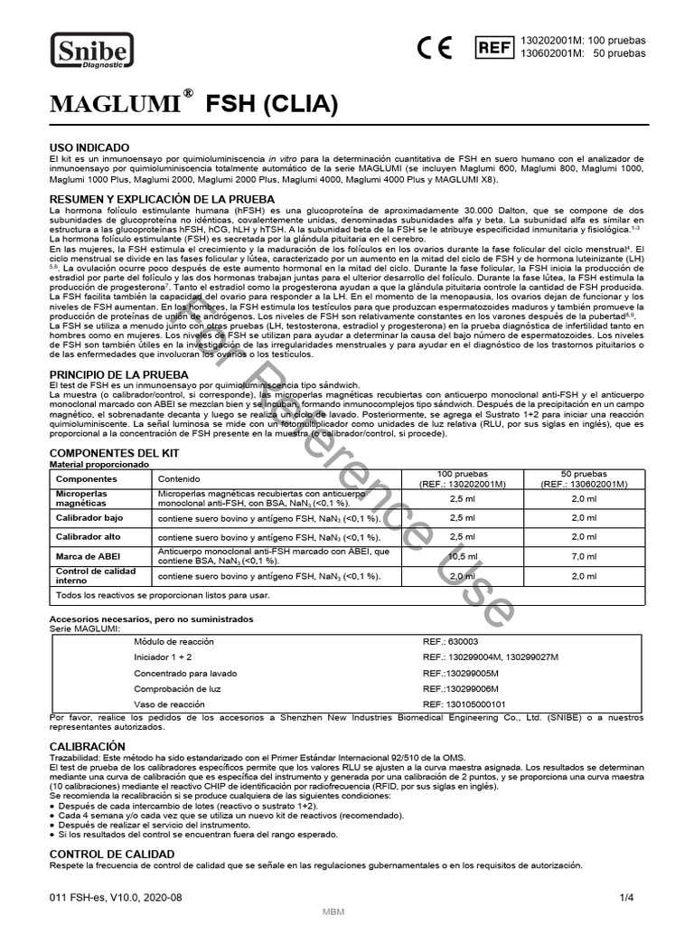 For Reference: Maglumi FSH (Clia) | PDF | Hormona luteinizante | Glándulas