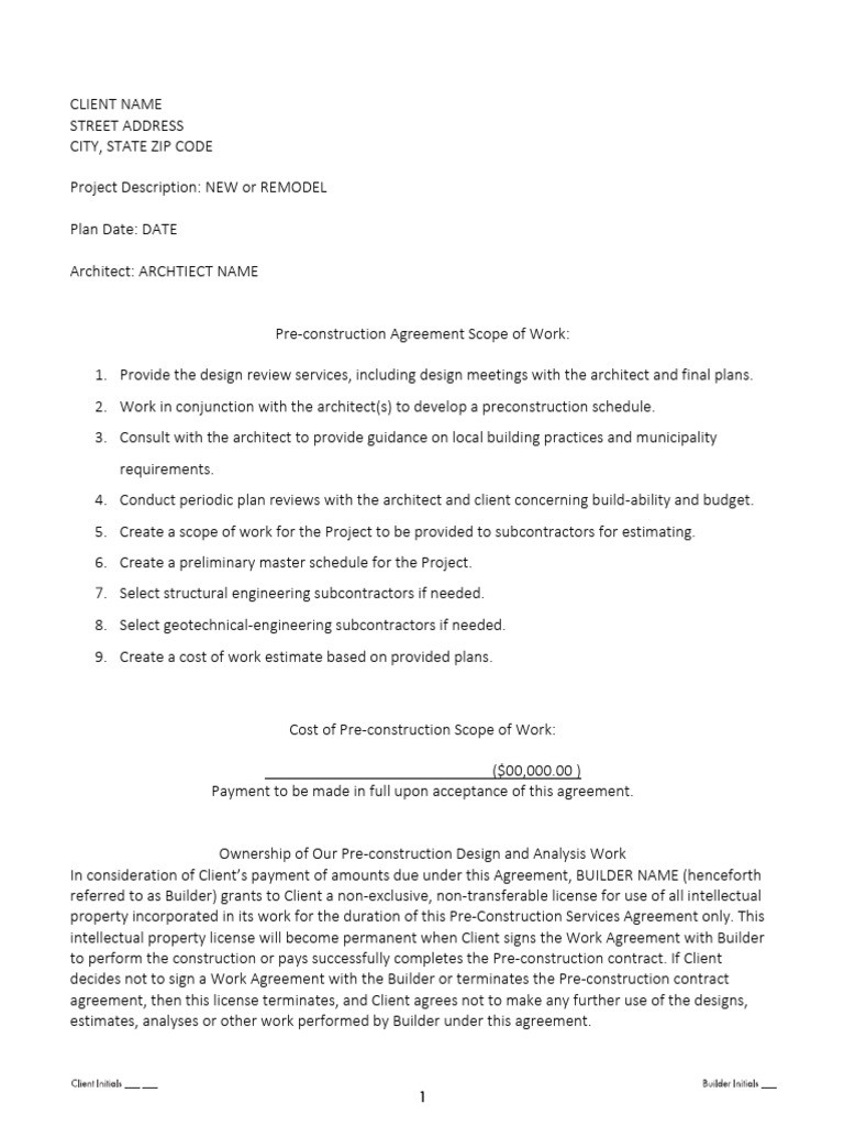 ABC Pre-Construction Agreement | Download Free PDF | General Contractor ...