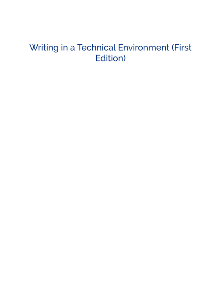 Writing in A Technical Environment First Edition 1705160189 | PDF ...
