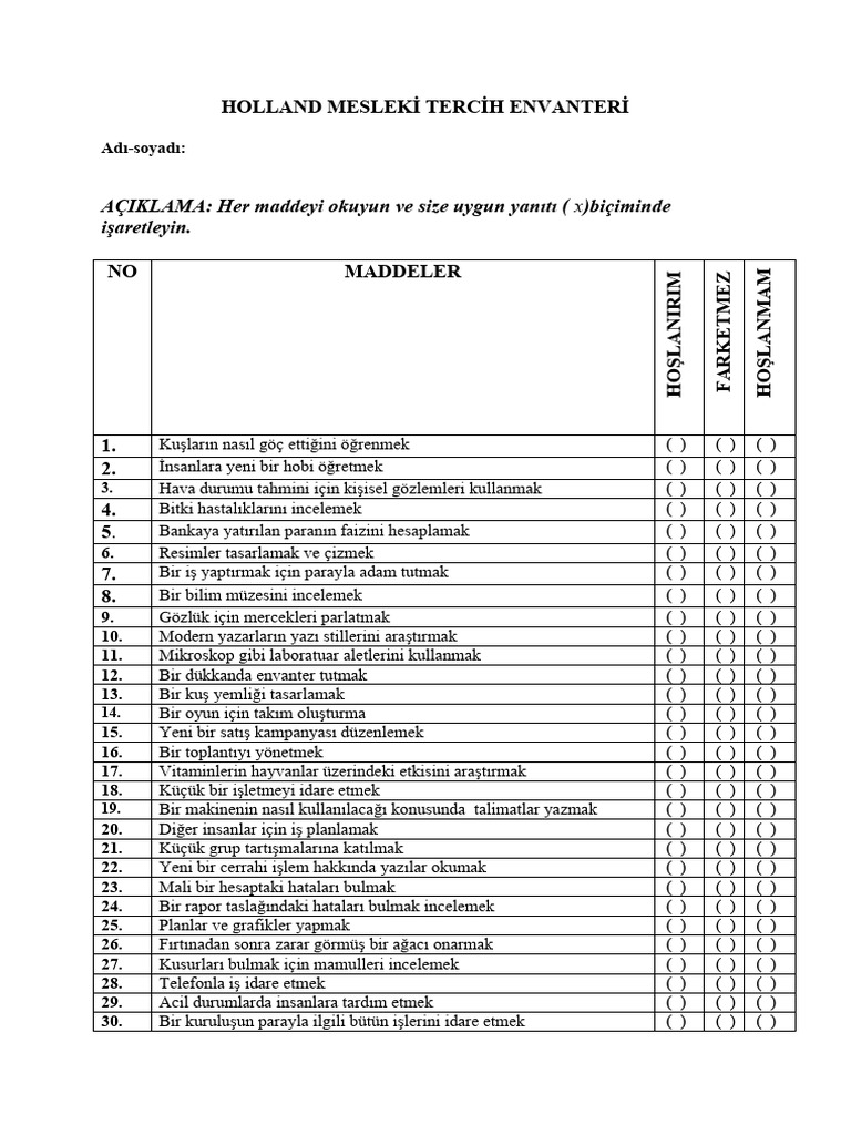 Holland Envanter | PDF