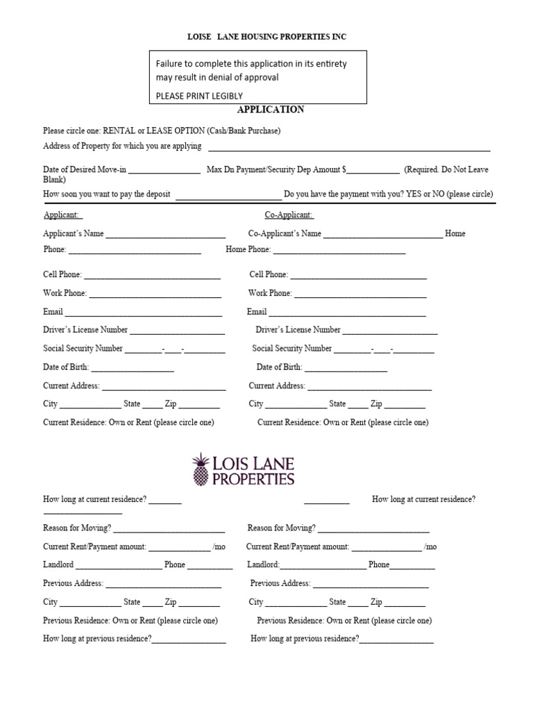 Rental Application Form | Download Free PDF | Renting | Landlord