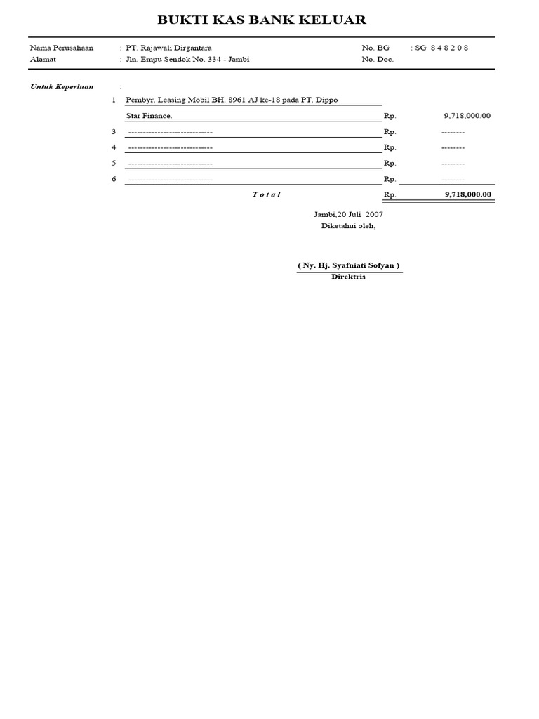 Blanko Kas Bank | PDF