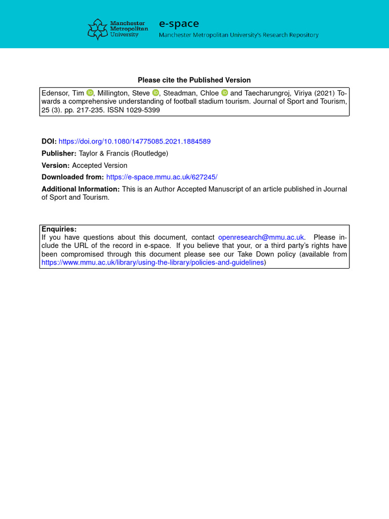 Stadia Tourism Paper - Final Accepted Version | PDF