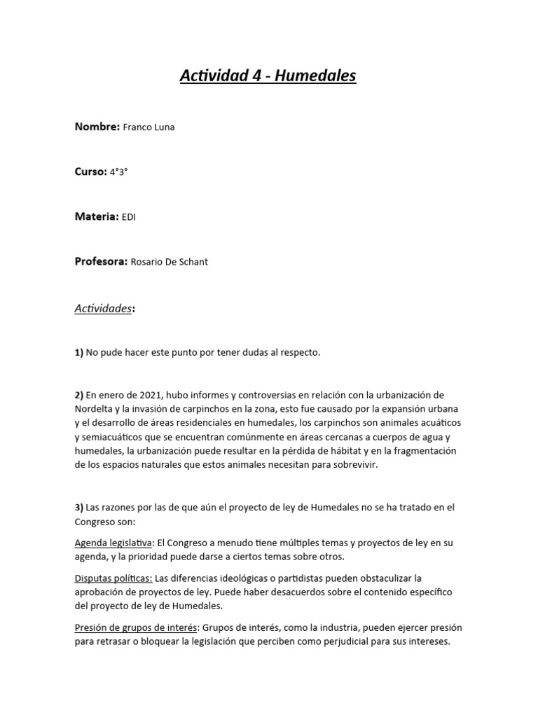 Actividad 4 - Humedales | PDF