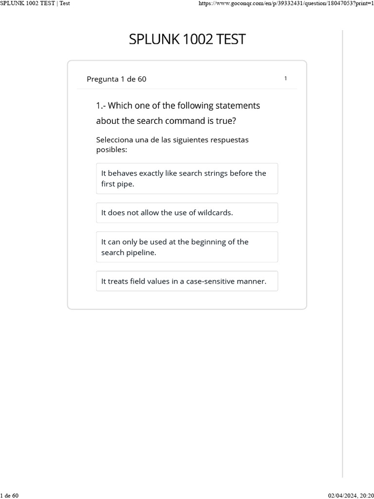 SPLK 1002 | PDF | Database Transaction | Statistics