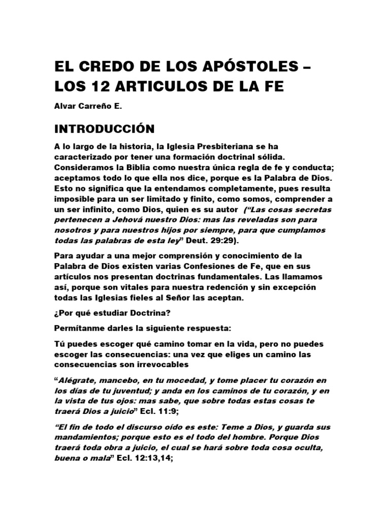 El Credo de Los Apóstoles | PDF | Dios el padre | eucaristía