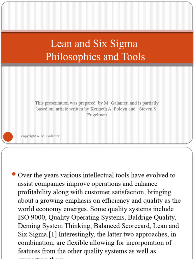 A12. Lean and Six Sigma. Philosophies and Tools | PDF | Six Sigma | Lean Manufacturing