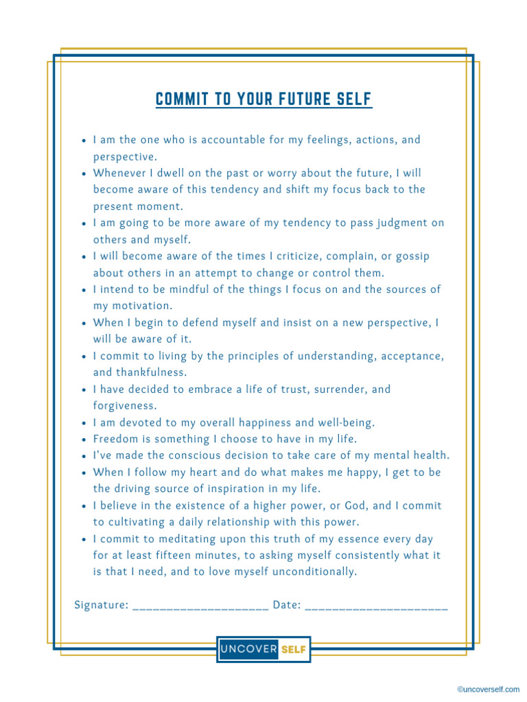 Commit To Your Future Self - Shadow Work Commitment Letter | PDF ...