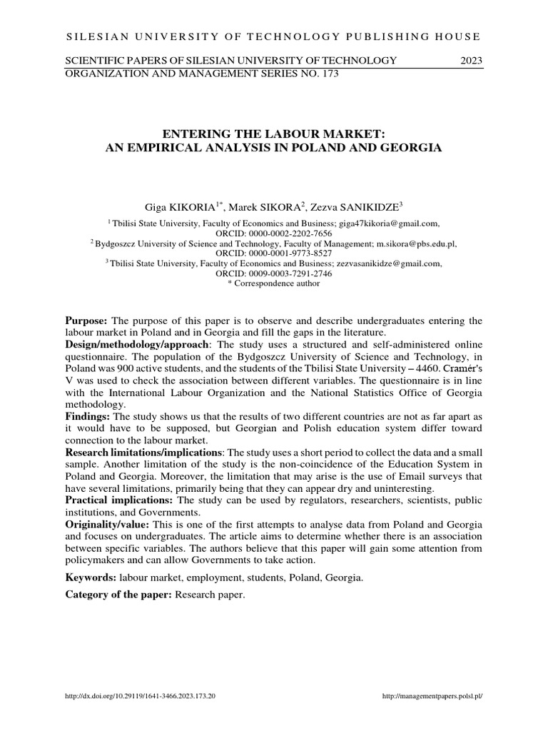 173 Kikoria Sikora Sanikidze | PDF | Labour Economics | University