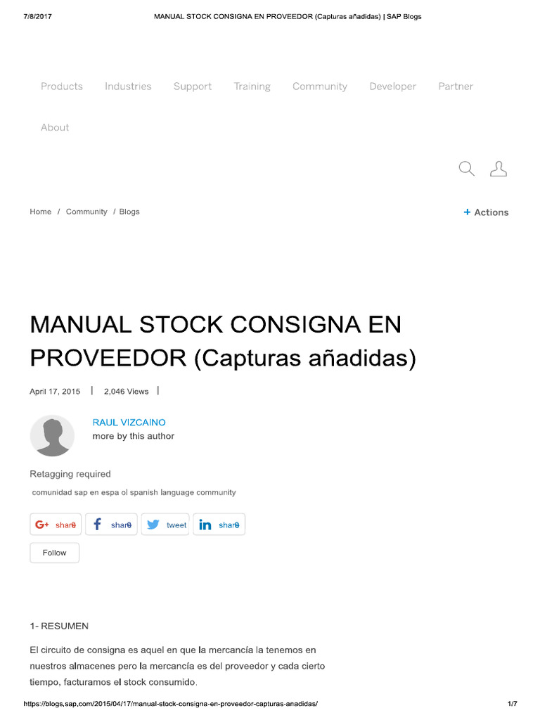 Manual Stock Consigna en Proveedor | PDF