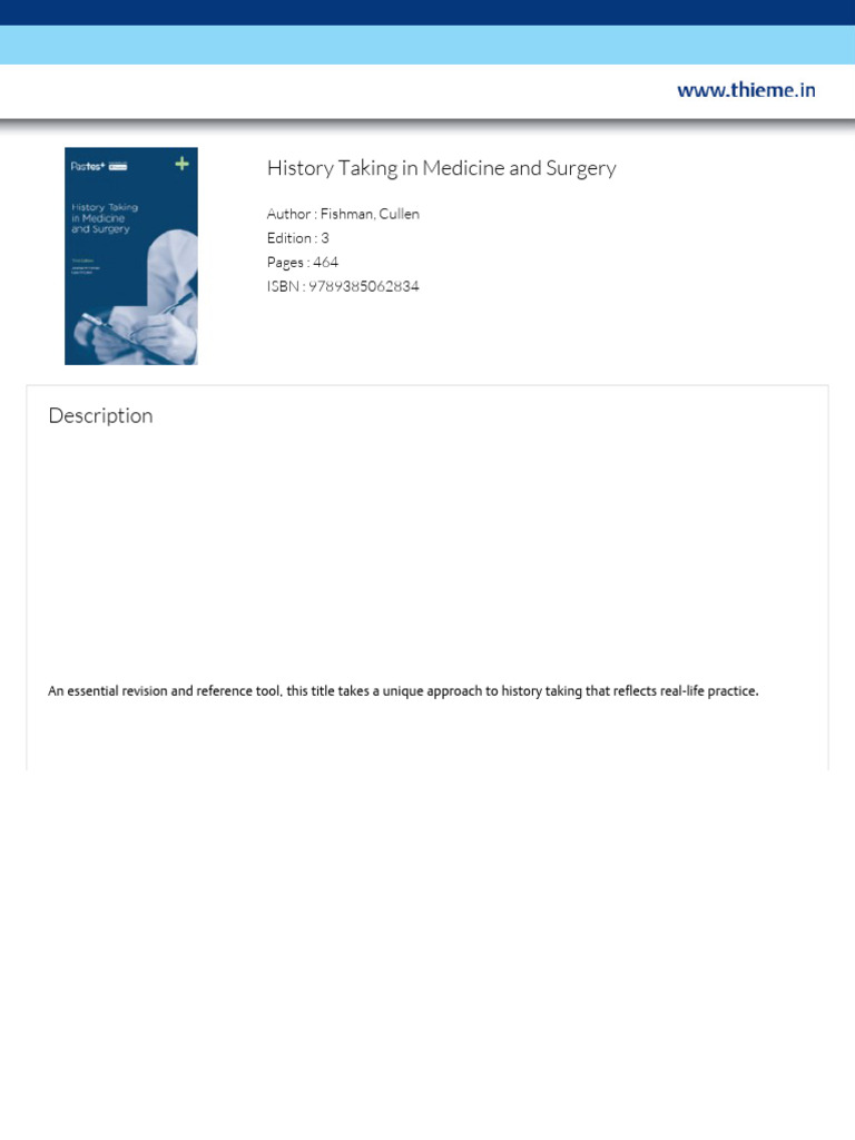 History Taking in Medicine & Surgery | PDF