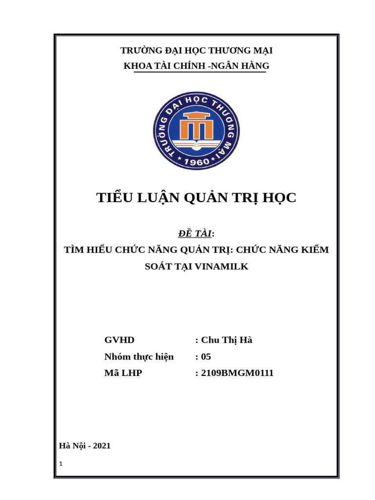 (123doc) - Thao-Luan-Tim-Hieu-Chuc-Nang-Kiem-Soat-Cua-Doanh-Nghiep-Vinamilk | PDF