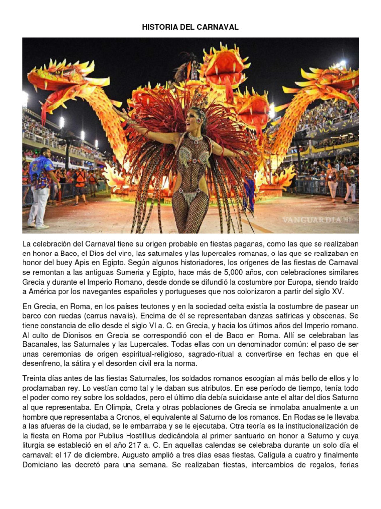 Historia Del Carnaval | Descargar gratis PDF | Carnaval
