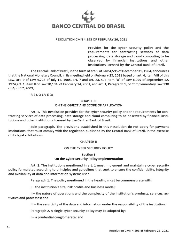 CMN Resolution No 4,893 2021 | PDF | Computer Security | Security