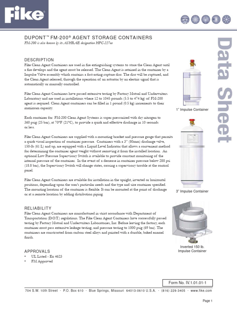 FM-200 Agent Storage Containers | PDF | Valve | Pressure