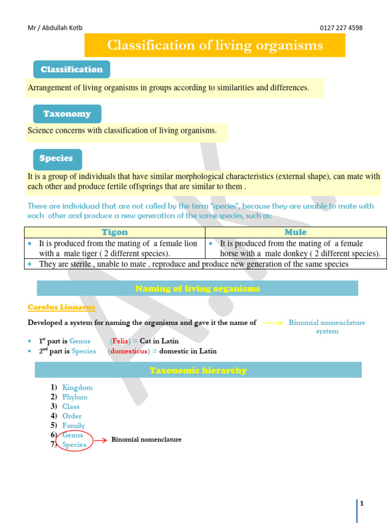 Classification of Living Organisms | PDF | Cell (Biology) | Algae