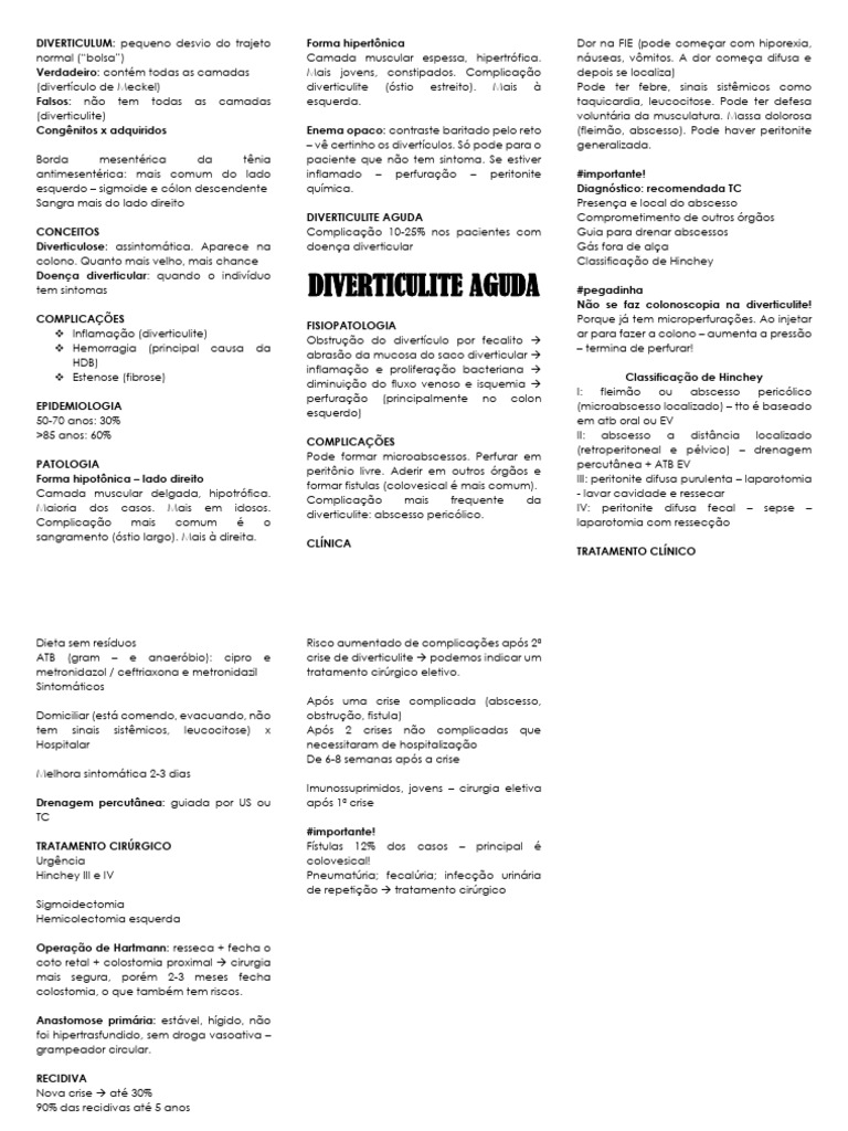 Abdome Agudo InflamatÃ Rio - Diverticulite Aguda | PDF | Doenças ...