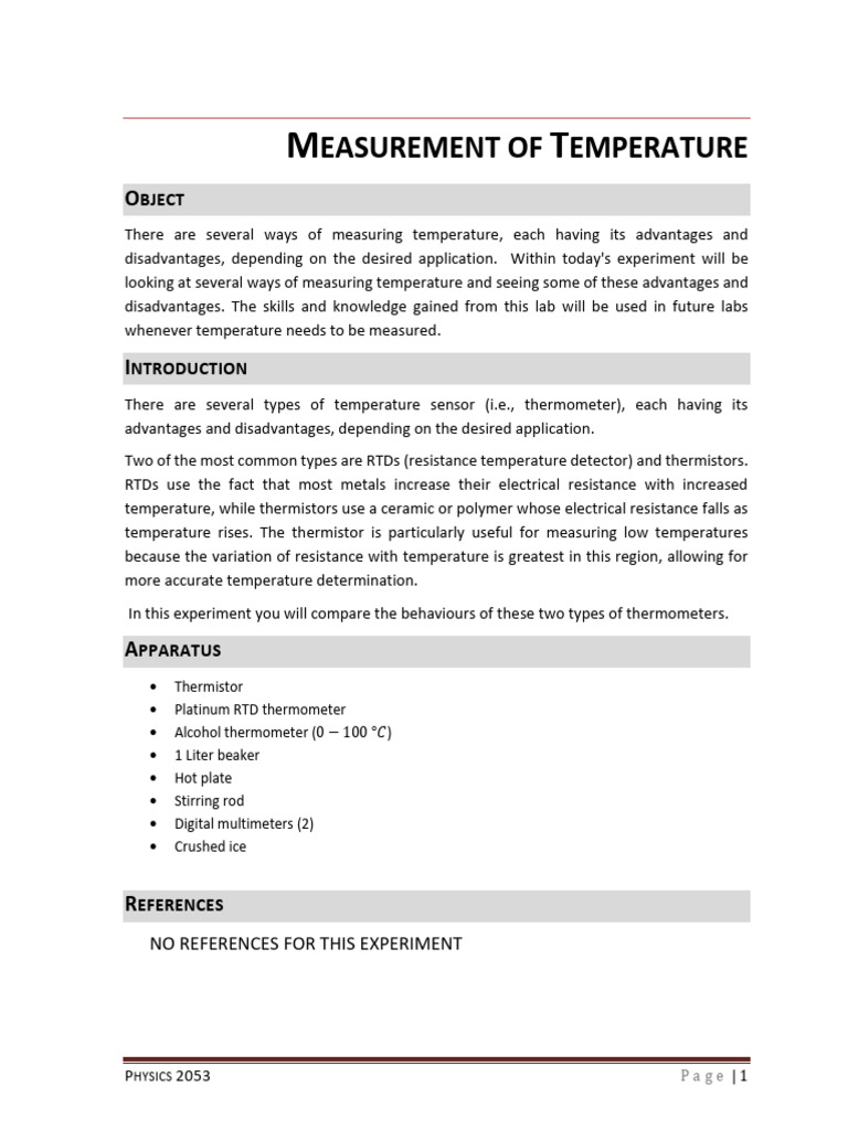 Some Methods of Measuring Temperature | PDF | Electrical Resistance And ...