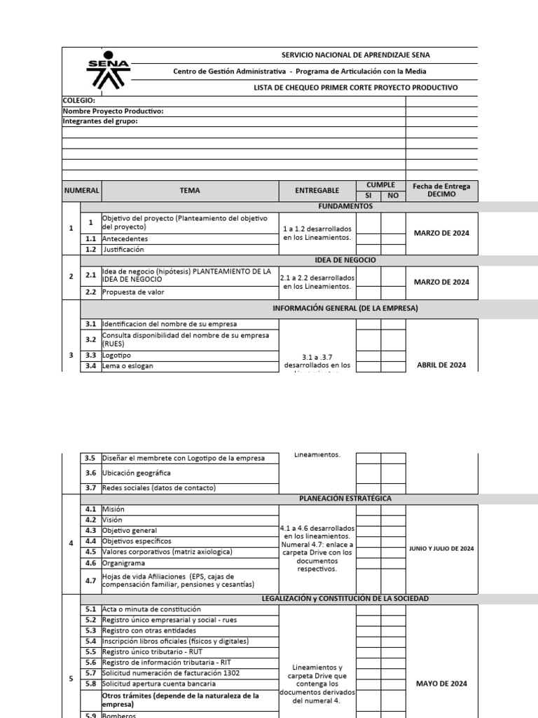 Listas de Chequeo 2024 - 2025 | PDF | Marketing | Business
