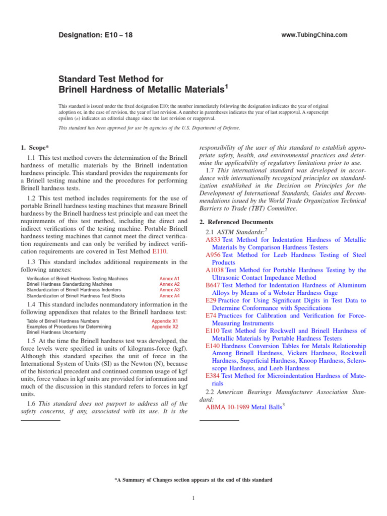 Astm E10 | PDF | Hardness | Materials