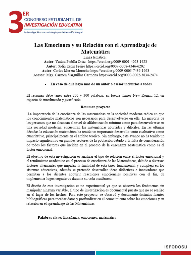 Las Emociones Y Su Relación Con El Aprendizaje De Matemática Pdf