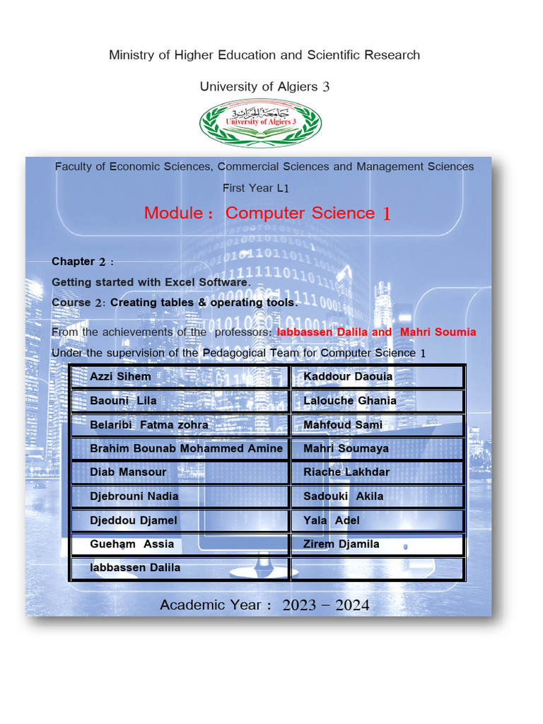 Chapitre2 Part2 Final | PDF | Microsoft Excel | Worksheet