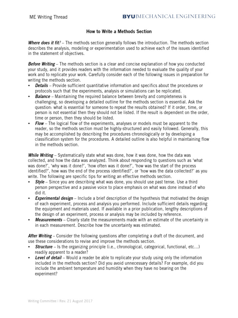 How To Write Methods Section | PDF | Experiment | Analysis