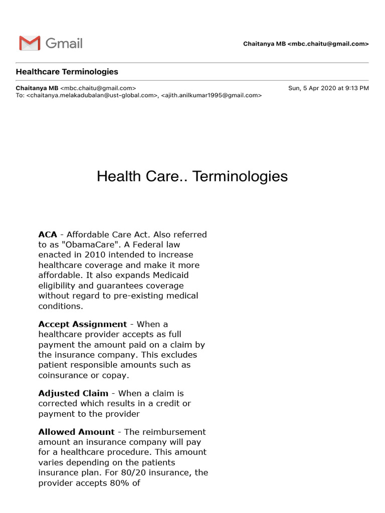 Healthcare Terminologies | PDF | Medicare (United States) | Health ...