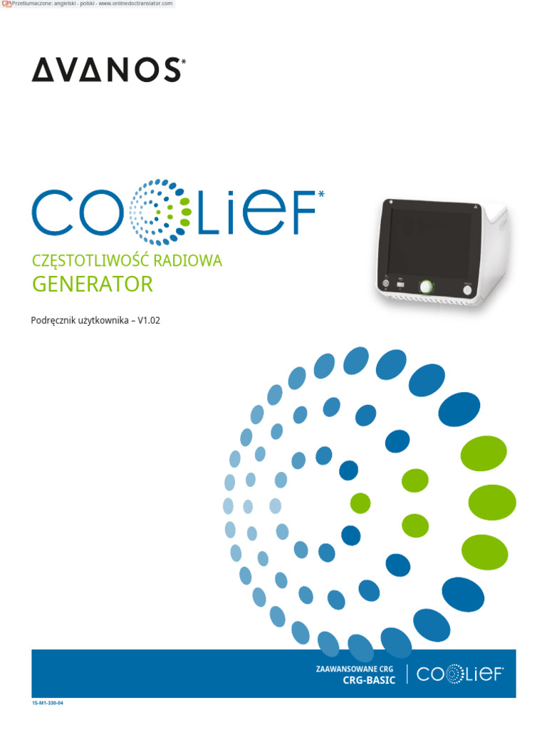 COOLIEF_ Radiofrequency Generator User Manual en-pl | PDF