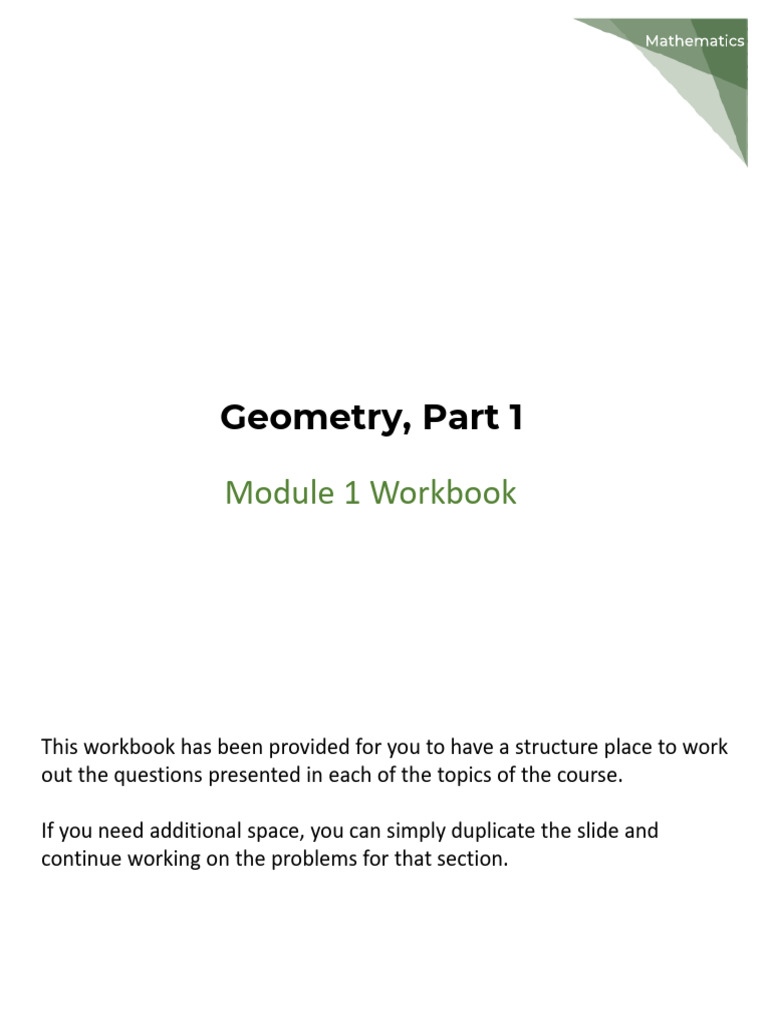 GEOM041_M1_ Workbook | PDF | Geometry | Euclidean Geometry