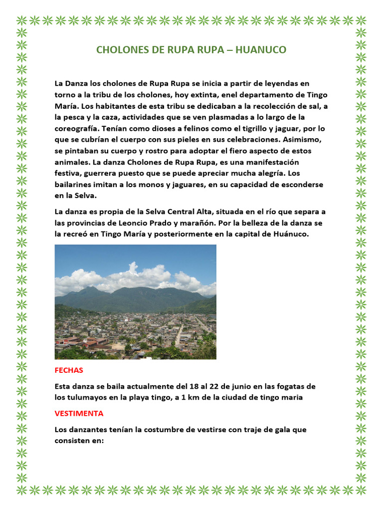 Danza Cholones de Rupa Rupa: Tradición y Cultura | PDF