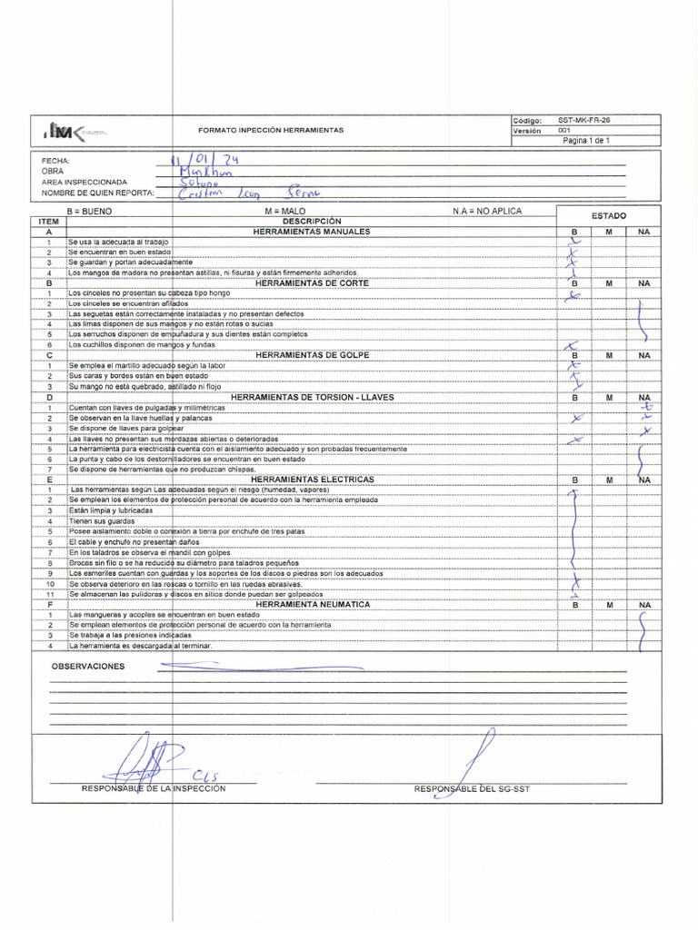 Check List Diario - 11. | PDF