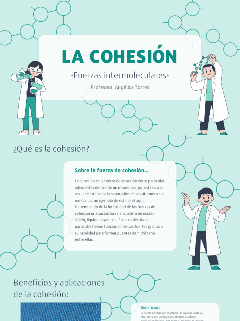 La Cohesión | PDF | Fuerza intermolecular | Adhesión