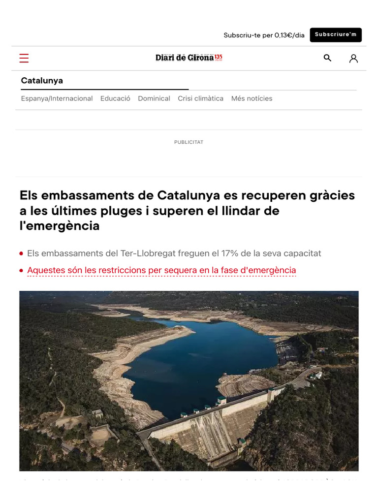 Els Embassaments de Catalunya Es Recuperen Gràcie | PDF