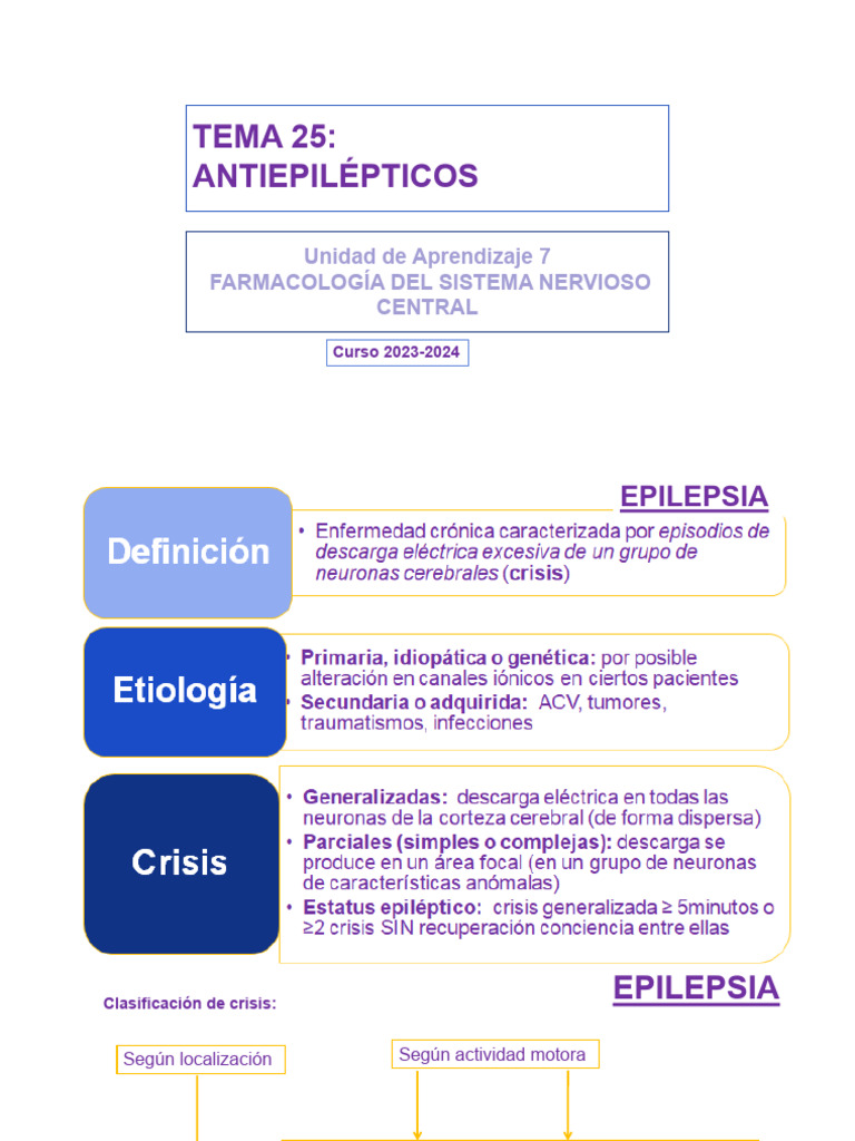Tema 25 Antiepilépticos-2024 | PDF | Epilepsia | Farmacología