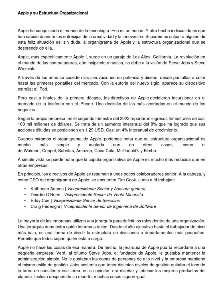 Estructura Organizacional de Apple | PDF | Apple Inc. | Business