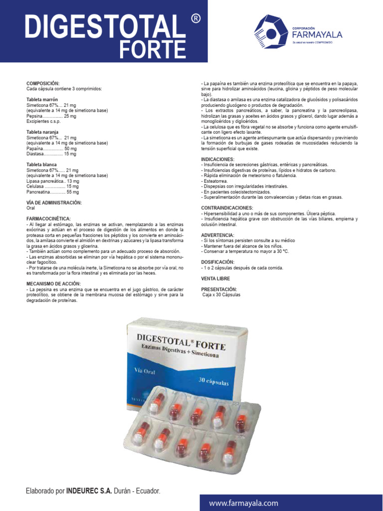 Composición y usos de Digestotal Forte | PDF | Digestión | Bioquímica
