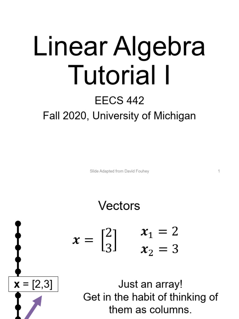 Linear Algebra Tutorial I | PDF | Euclidean Vector | Matrix (Mathematics) Linear Algebra Tutorial I | PDF | Euclidean Vector | Matrix (Mathematics)