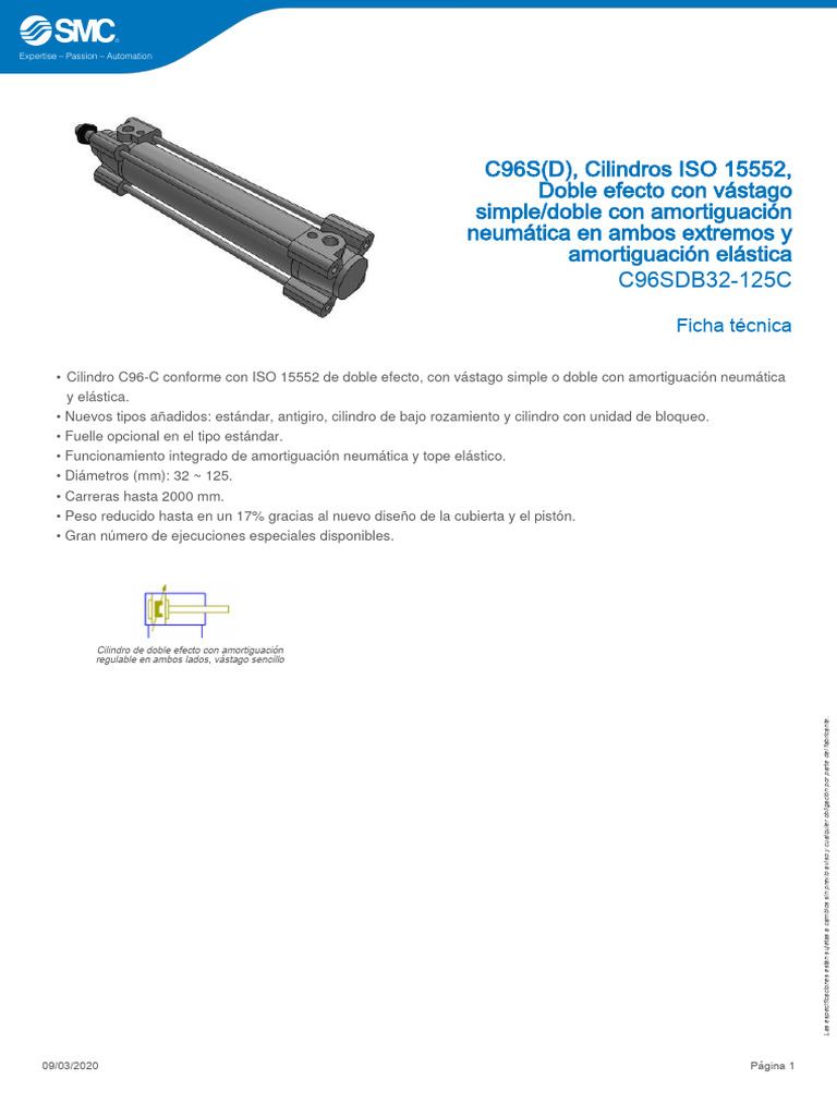 Cilindros ISO 15552: Ficha Técnica | PDF