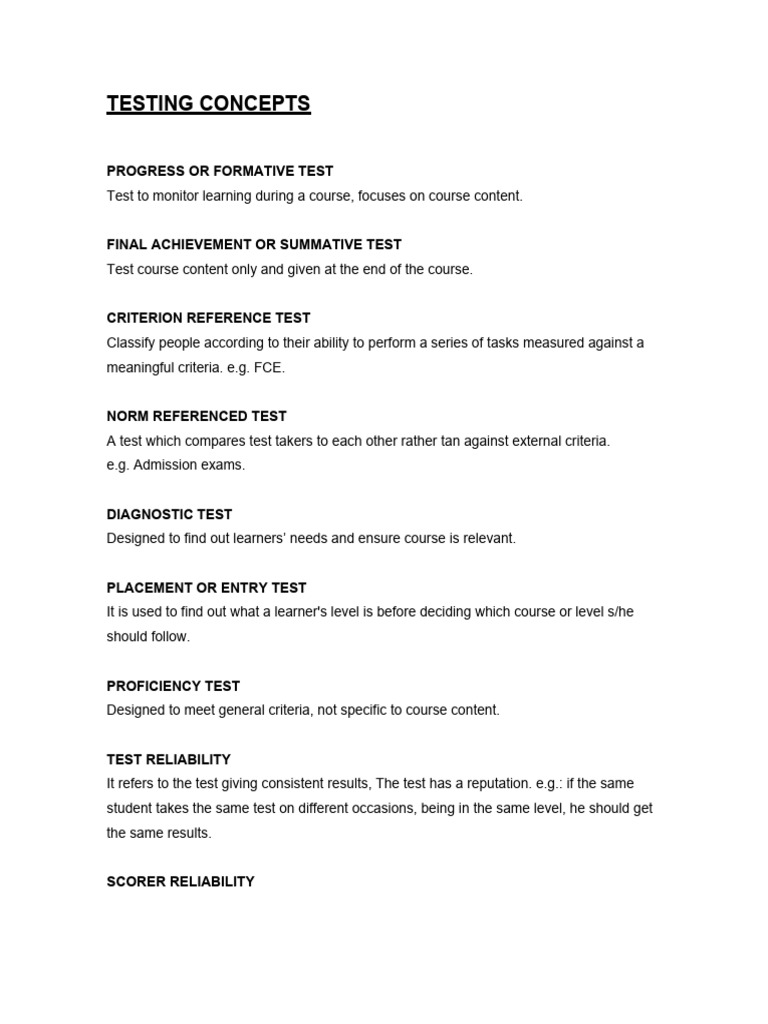 Testing Concepts Paper 2 Task One | PDF | Validity (Statistics) | Learning