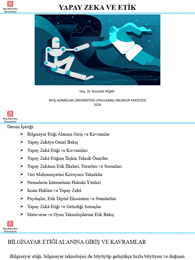 Yapay Zeka Ve Etik 1.hafta | PDF