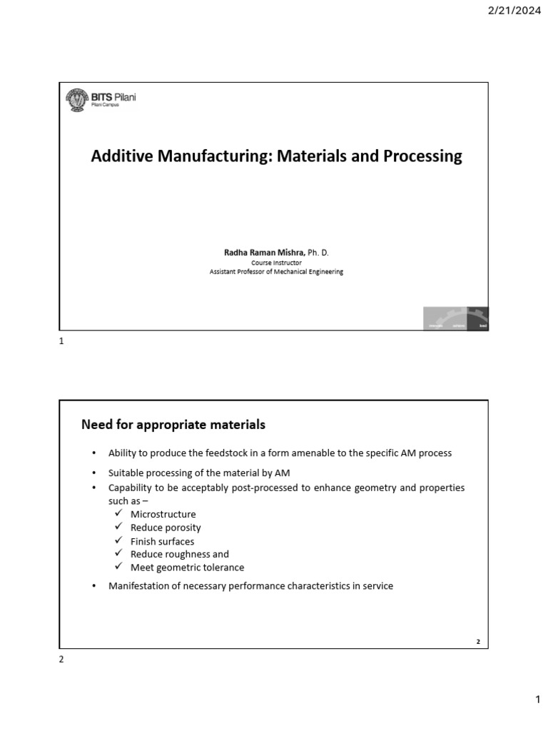 AM-Materials and Processing | PDF | Polymers | 3 D Printing