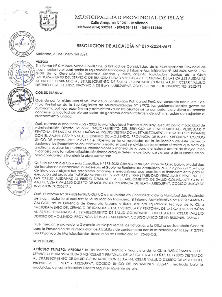 Ra 019 2024 Del 31 01 2024 Aprobar Liquidacion Tecnica Financiera Obra ... Ra 019 2024 Del 31 01 2024 Aprobar Liquidacion Tecnica Financiera Obra ...