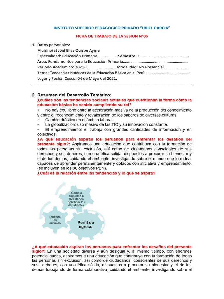 Ficha de Trabajo-5-Fep | PDF | Educación primaria | Aprendizaje